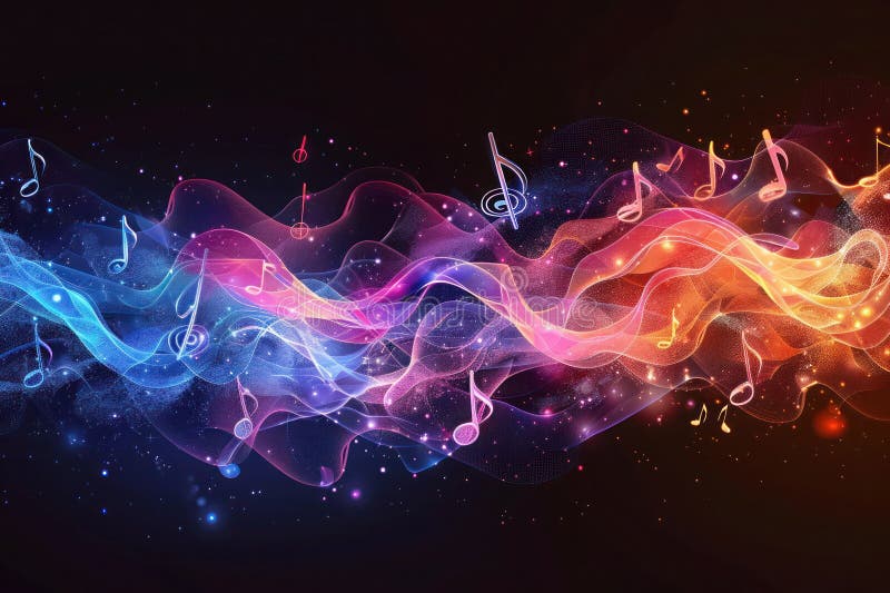 Abstract Music Notes Vector Illustration - Continuous Line Art Sketch ...