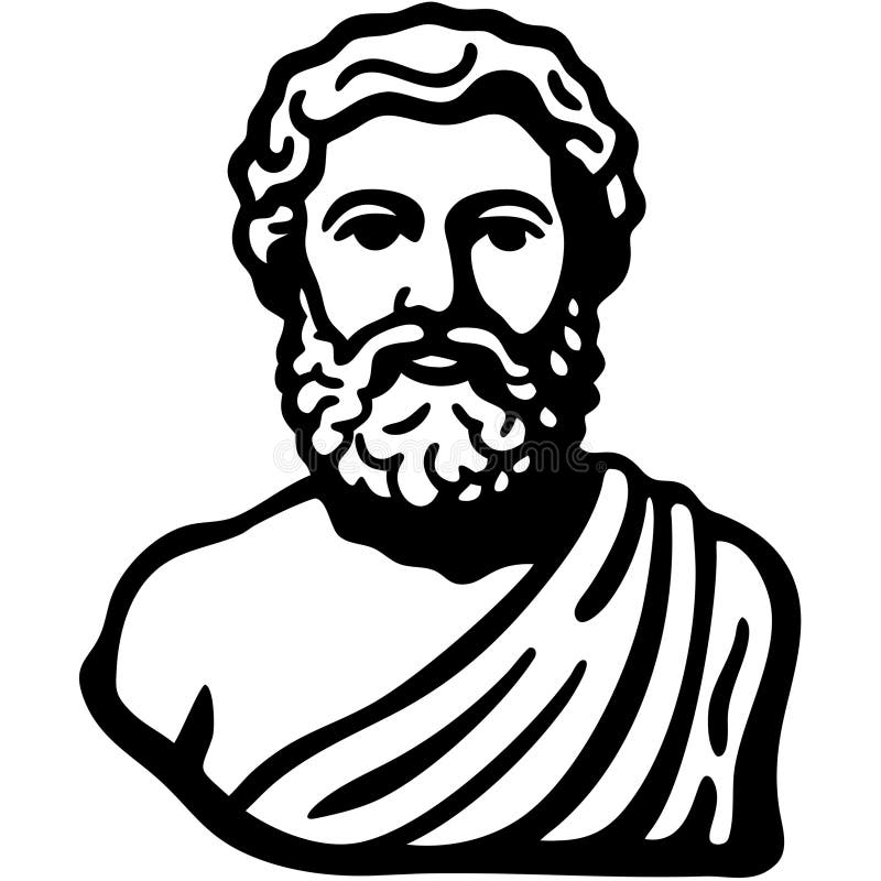 Ancient Greek Philosopher Bust Vector Illustration for Educational and ...