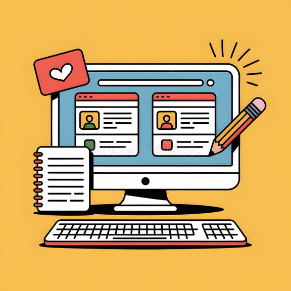 Vector Illustration Showcasing a Desktop Computer with User Interface ...