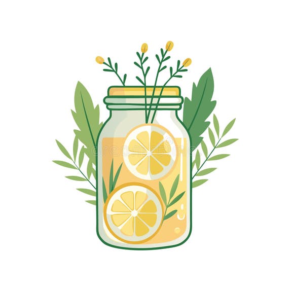Refreshing Lemonade Jar with Botanical Accents - Clean Vector ...