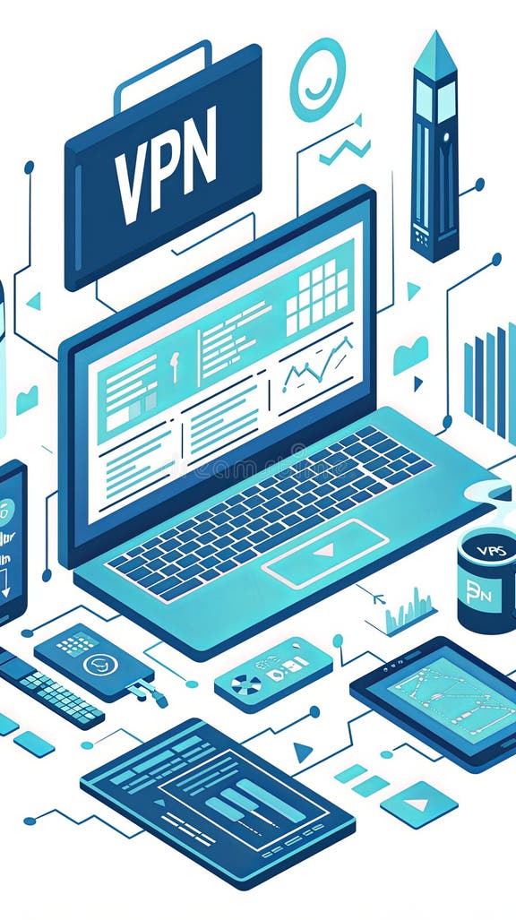 Illustration Displaying VPN Technology on a Computer Screen with ...