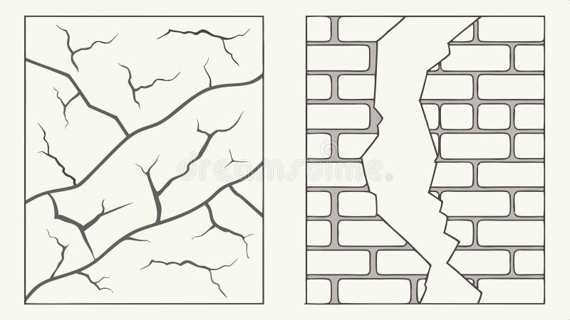 Cracked and Brick Wall Texture, Architectural Detail Vector Design Element Generative AI Stock ...