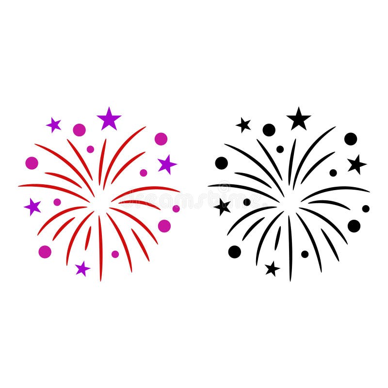 Silhouette and Colourful Fireworks Burst Celebration Decoration Vector ...