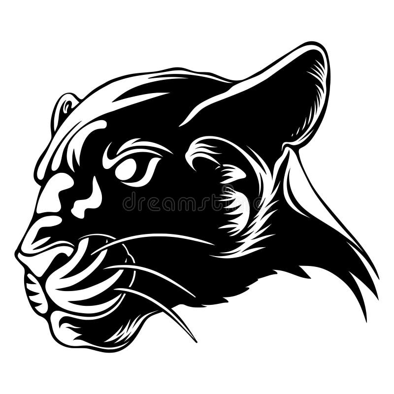 Vector Illustration Side View of Panther Head with Cool and Relaxed ...