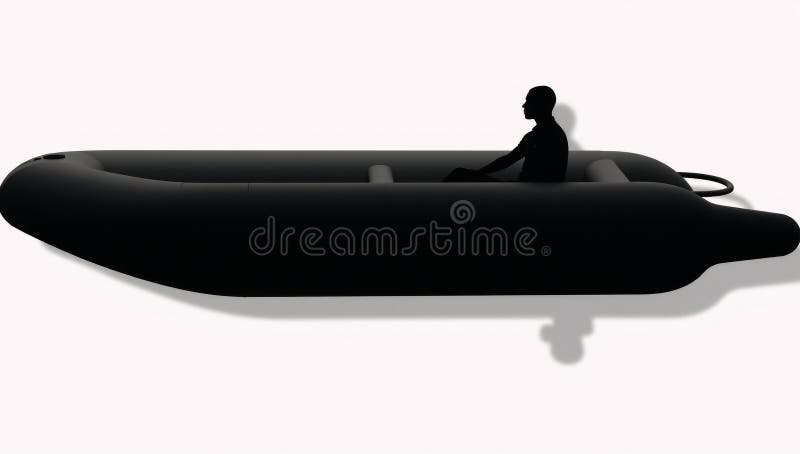 Vector Illustration Side View Silhouette of Isolated White Raft ...