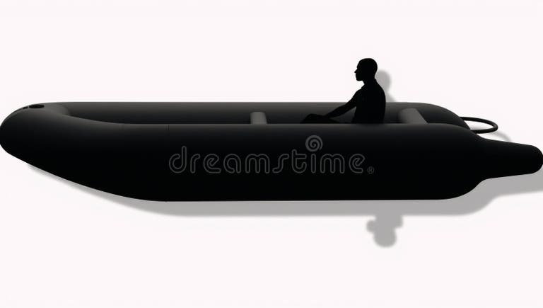 Vector Illustration Side View Silhouette of Isolated White Raft ...