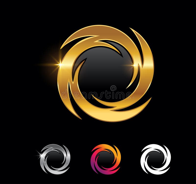 Golden Circle and Spiral Sign Stock Vector - Illustration of logo ...