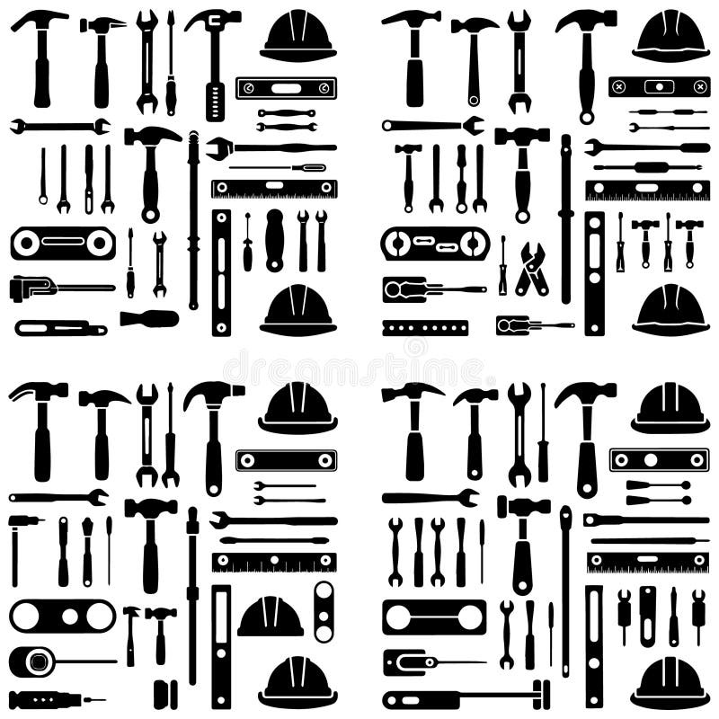 Vector Illustration of Silhouette Construction Tool Icons Stock Vector - Illustration of success ...