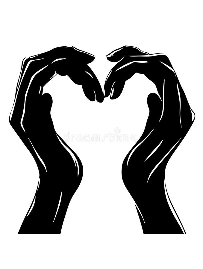 Vector Illustration Silhouette Hands Forming Heart Gesture Symbolizing ...