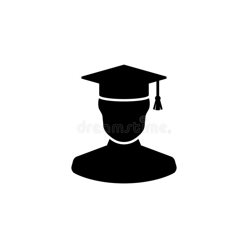 Vector Illustration of a Silhouette Head with a Graduation Cap Stock ...