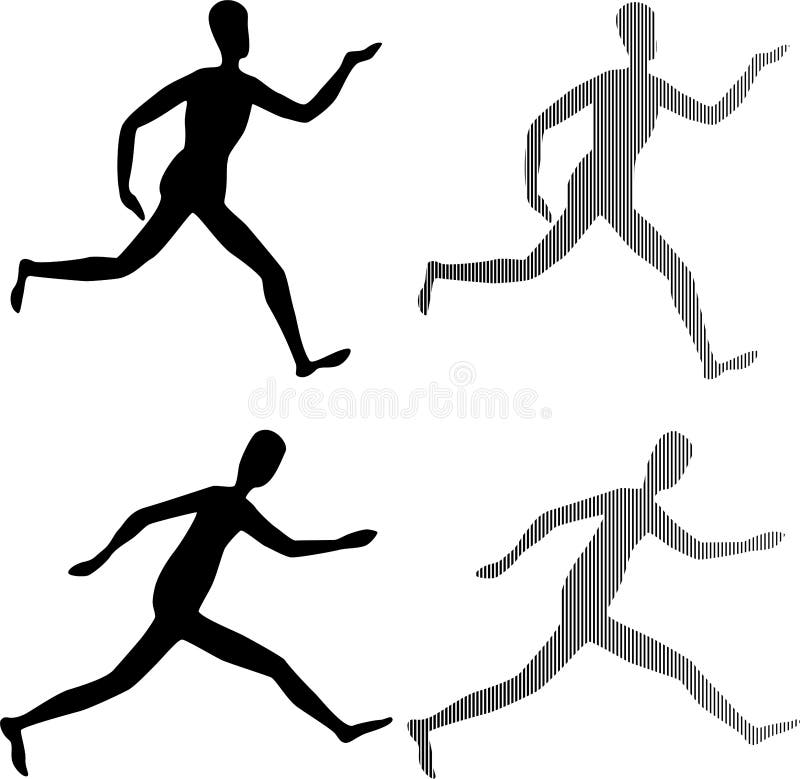 Vector Drawings of Silhouettes Abstract Running Human Figures Stock ...