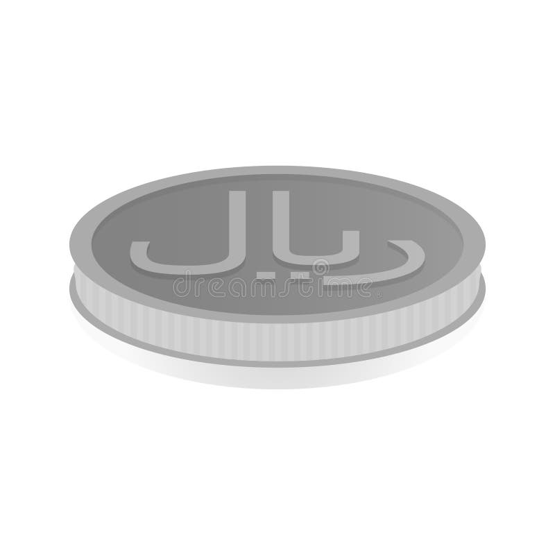 Vector Illustration of a Silver Coin with Symbol of Rial, Riyal Stock ...