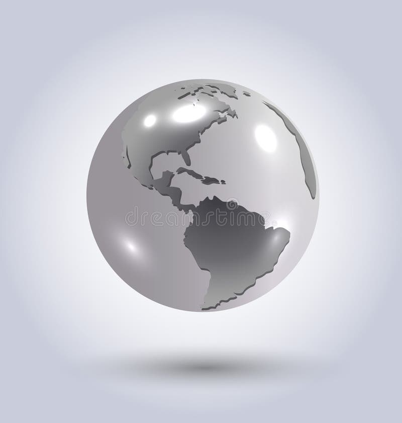 Silver earth stock vector. Illustration of render, isolated - 18937594