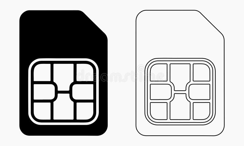 Vector Illustration of SIM Card in Black and White Stock Vector ...