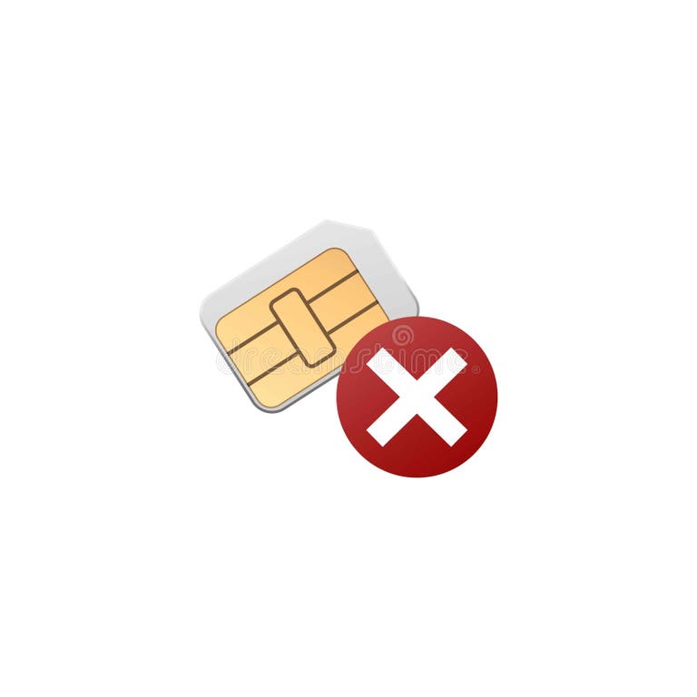 Vector Illustration of SIM Card with Red Cross Icon, Data Transfer ...