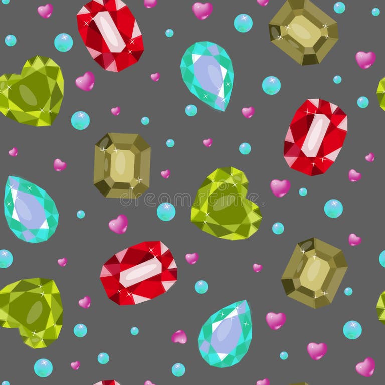 Vector Illustration of Simles Gems Pattern. on Grey Dark Background ...