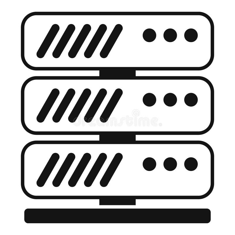 Simplified Black and White Vector Illustration of a Server Rack for ...