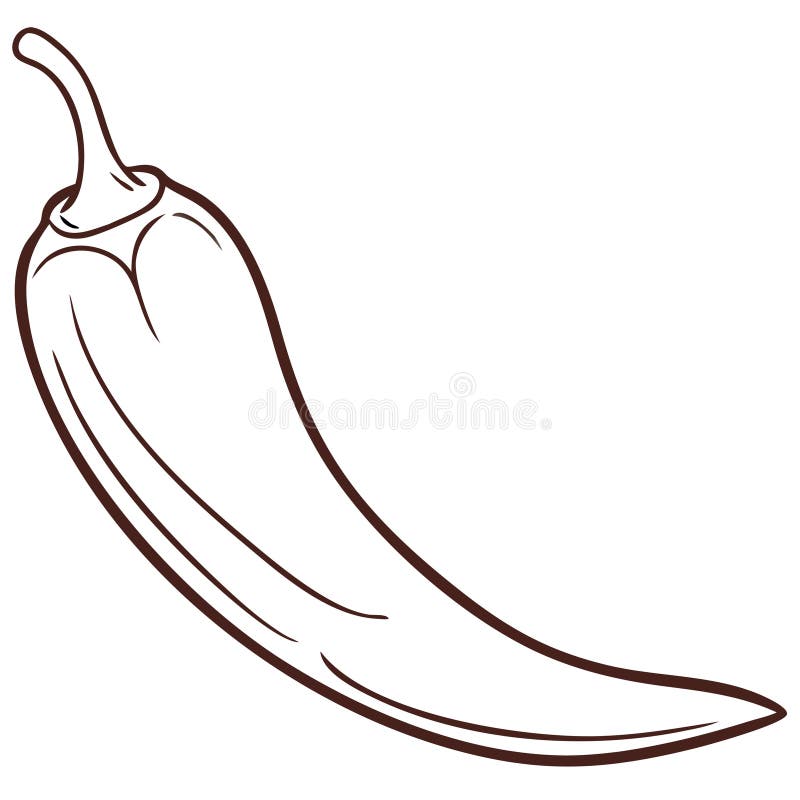 Vector Illustration of Simple Chili Pepper Outline for Culinary Design ...