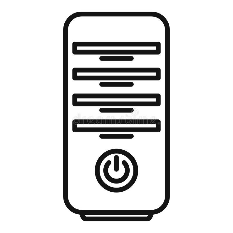Vector Illustration of a Simple Computer Tower with Power Button ...