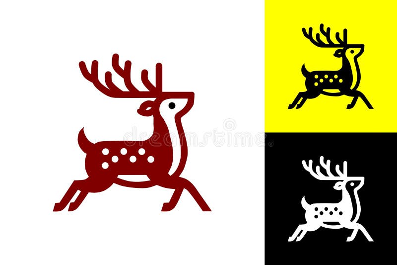 Vector Illustration of a Simple and Elegant Running Deer with Large ...