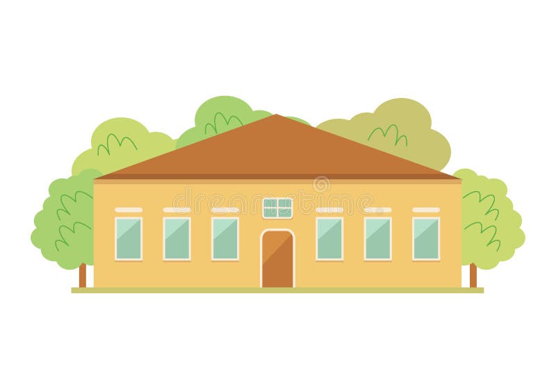 Vector Illustration of Simple House Front View in Cartoon Style. Stock ...