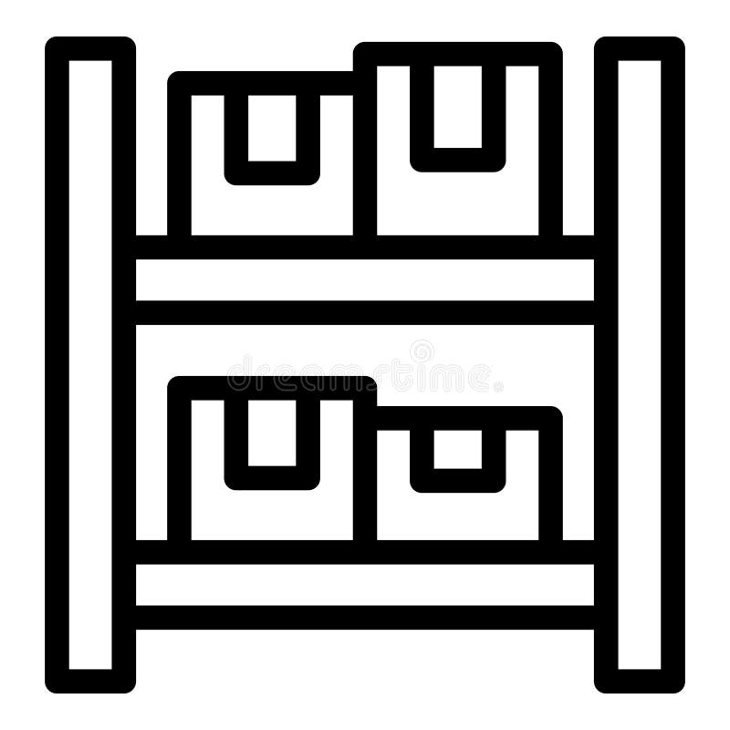 Black Line Vector Illustration of a Storage Shelf with Boxes, Suitable ...