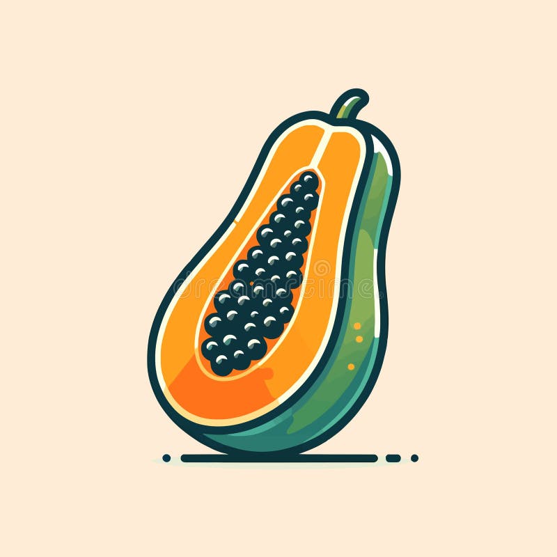 Vector Illustration of a Simple Papaya Stock Vector - Illustration of ...