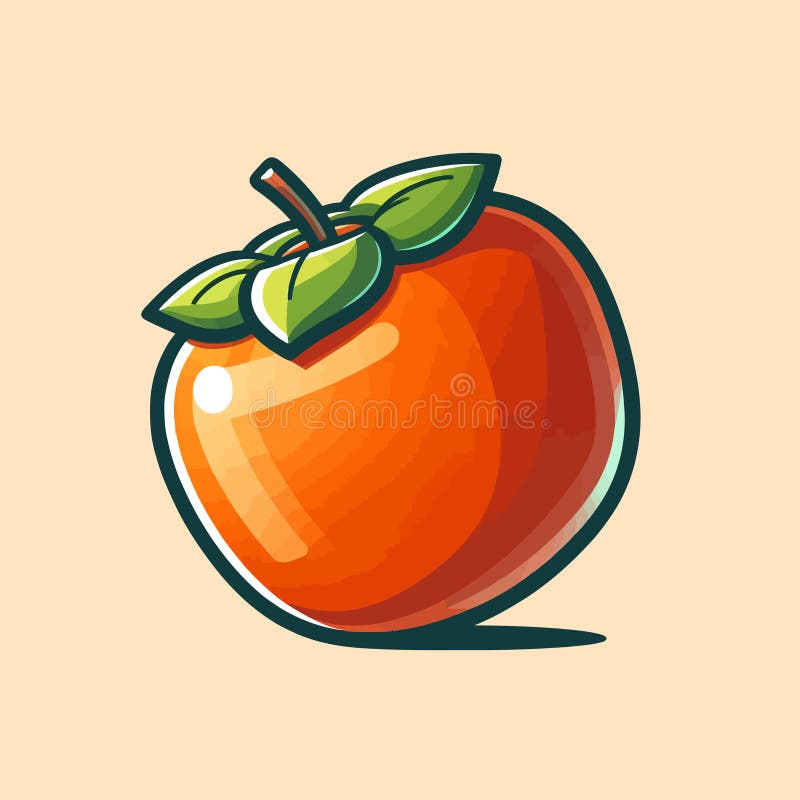 Vector Illustration of a Simple Persimmon Stock Vector - Illustration ...