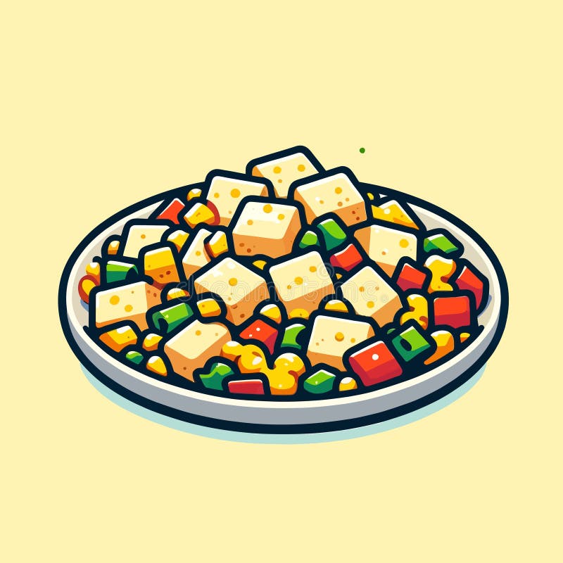 Vector Illustration of a Simple Tofu Scramble Stock Vector ...
