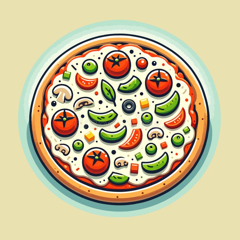 Vector Illustration of a Simple Vegan Pizza Stock Vector - Illustration ...