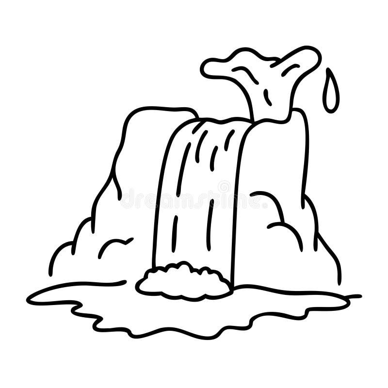 Vector Illustration of Simple Waterfall Outline for Coloring Books and ...