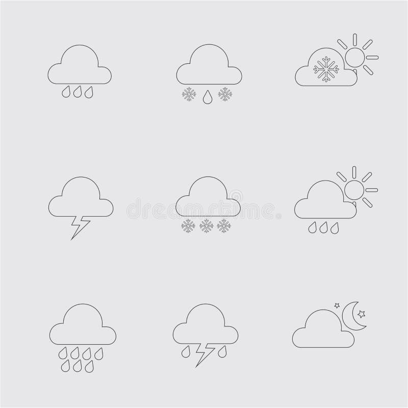 Vector Illustration of Simple Weather Icons Stock Illustration ...