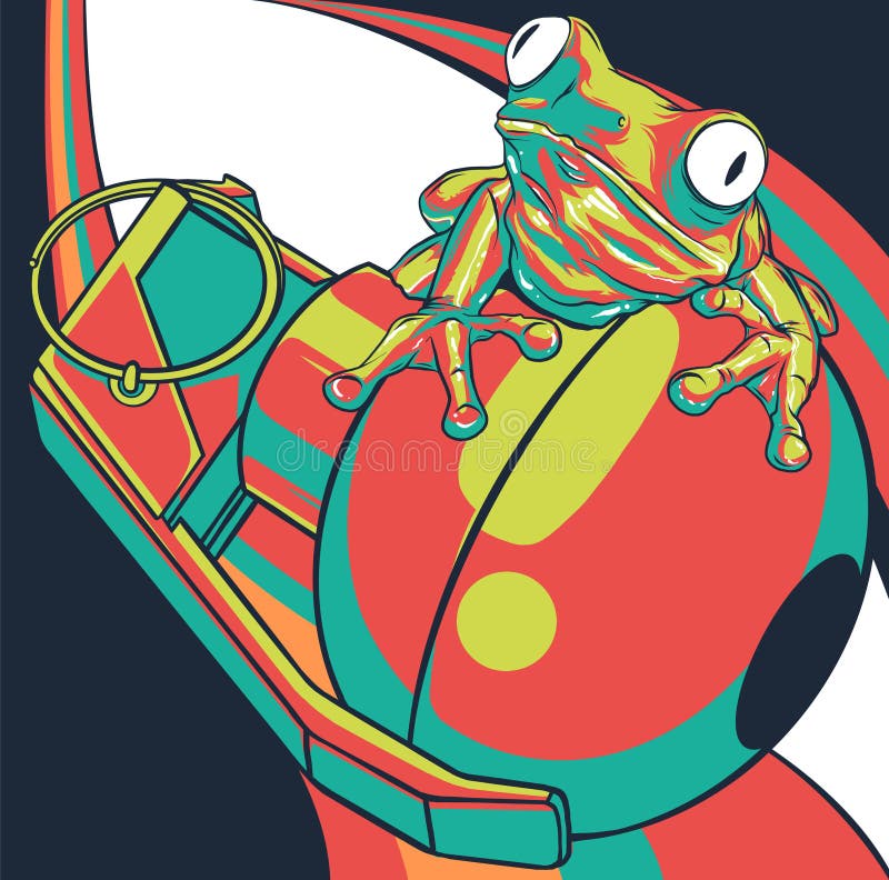 Vector Illustration of Sitting Frog. Digital Draw Stock Vector ...