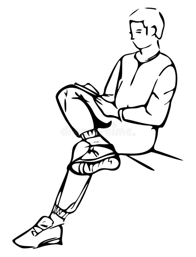 Vector Illustration of Sitting Man. Stock Vector - Illustration of ...