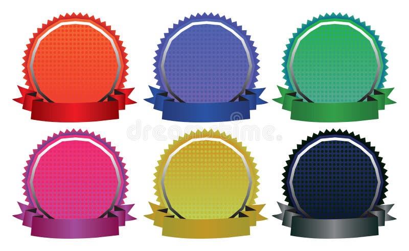 Vector Illustration of Six Colorful Badges Stock Vector - Illustration ...