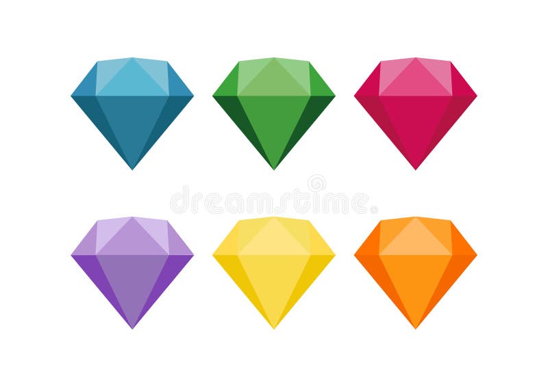 Vector Illustration of Six Different Colors of Diamonds Stock Vector ...