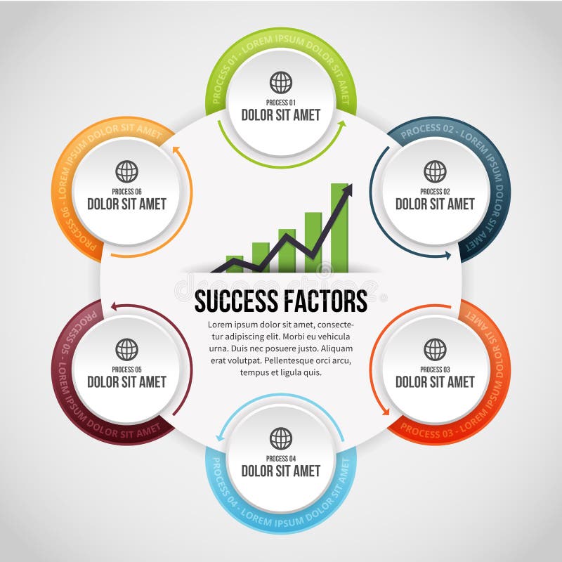 Six Process Circle Clips Infographic Stock Vector - Illustration of ...