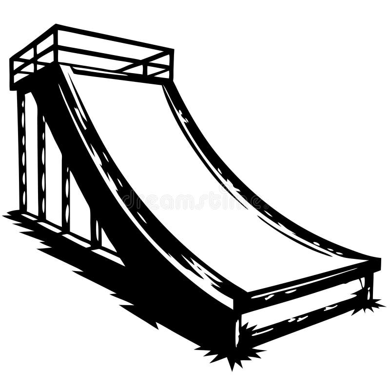 Vector Illustration of Skateboard Halfpipe Ramp for Sports and ...