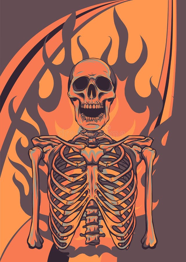 Vector Illustration of Skeleton in Flame Design Stock Vector ...