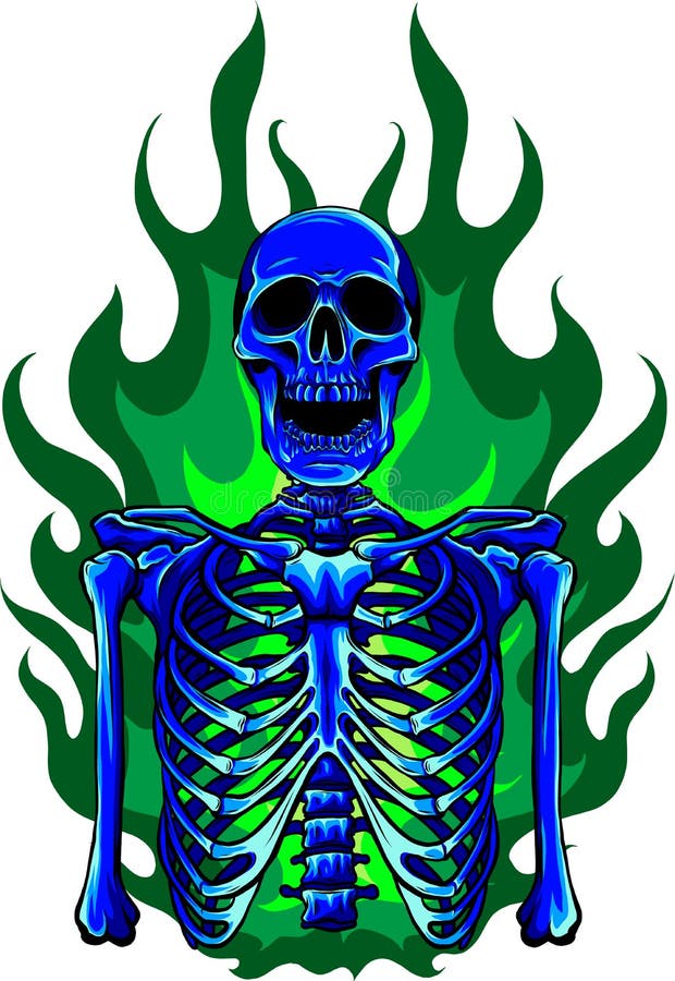 Vector Illustration of Skeleton in Flame Design Stock Vector ...