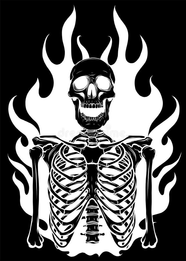 Vector Illustration of Skeleton in Flame Design Stock Vector ...