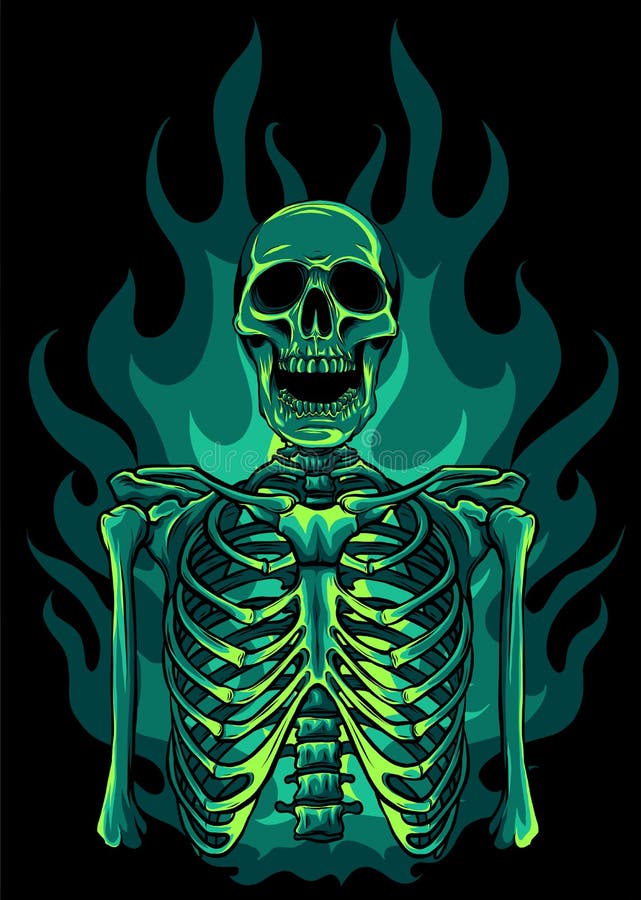 Vector Illustration of Skeleton in Flame Design Stock Vector ...