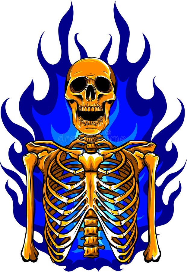 Human Gold Skeleton with Flames Vector Illustration Stock Vector ...