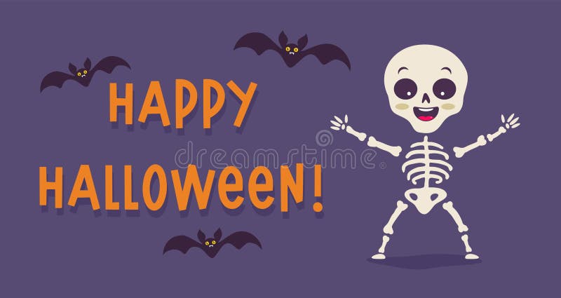 Vector Illustration of Skeleton for Halloween. Halloween Banner with ...