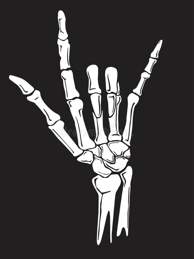 Vector Illustration of a Skeleton Hand with a Sign of Love Stock Vector ...