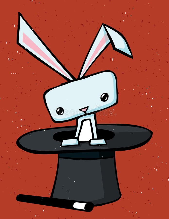 Magic Rabbit in a Hat Vector Cartoon Stock Vector - Illustration of ...