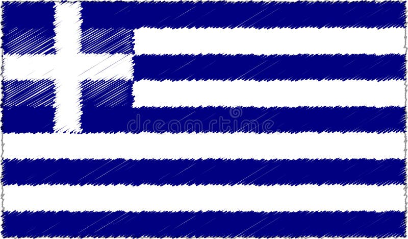Vector Illustration of Sketch Style Greece Flag Vektor Abbildung ...