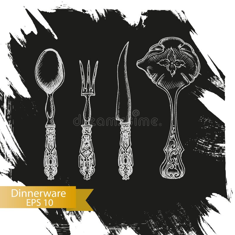 Vector Illustration Sketch - Tableware. Dinnerware Stock Illustration ...