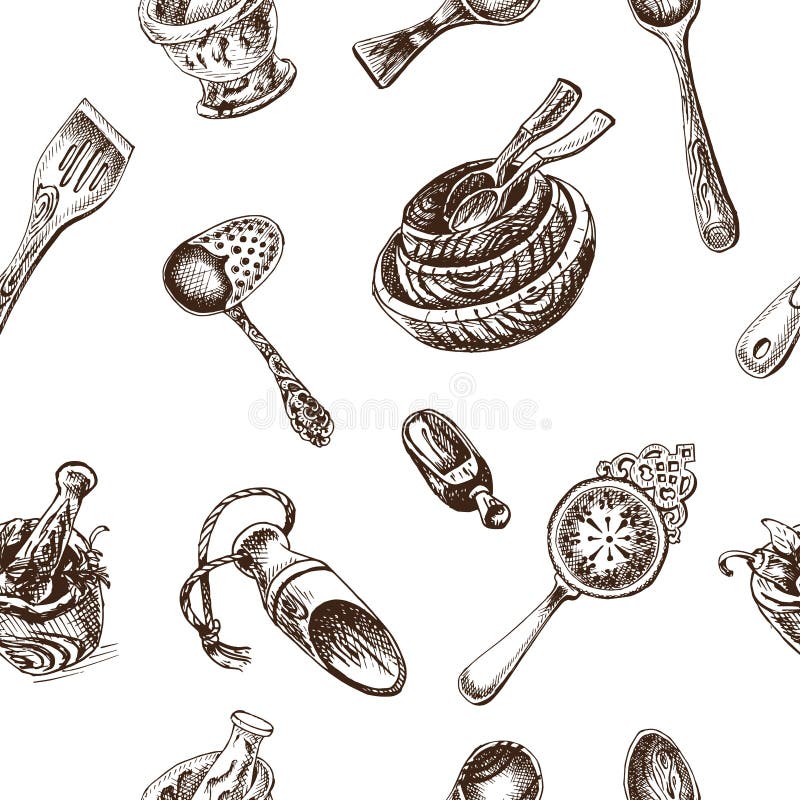 Vector Illustration Sketch - Tableware. Dinnerware Stock Illustration - Illustration of icon ...