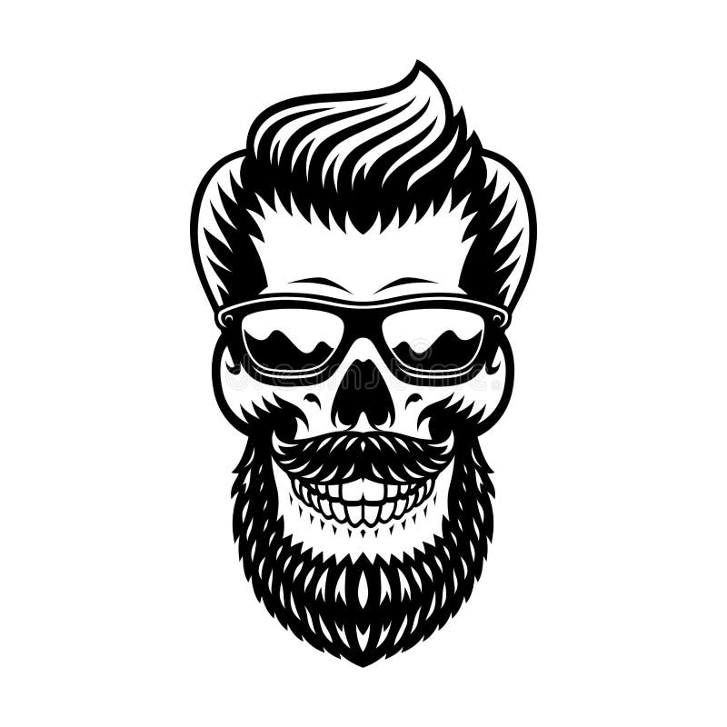 Vector Illustration Skull with a Beard Stock Vector - Illustration of ...